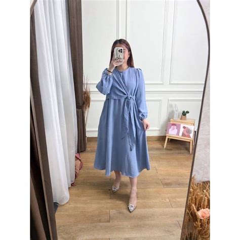 Jual ZASKIA MIDI DRESS CRINCLE AIRFLOW SIZE S M L XL MIDI TERBARU Shopee Indonesia