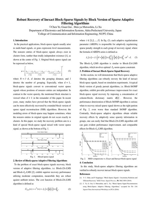 Pdf Robust Recovery Of Inexact Block Sparse Signals By Block Version Of Sparse Adaptive