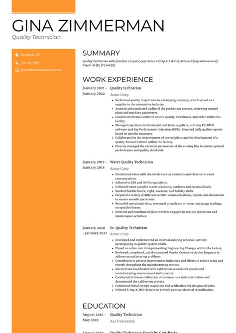 Best Quality Technician Resume Examples That Land Jobs