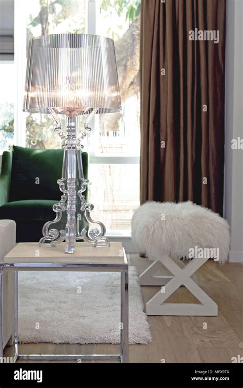 Lamp On Side Table In Modern Sitting Room Stock Photo Alamy