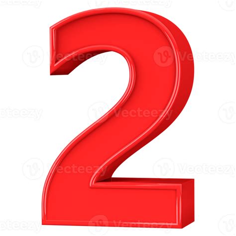 Rojo 3d Número 2 46645750 Png