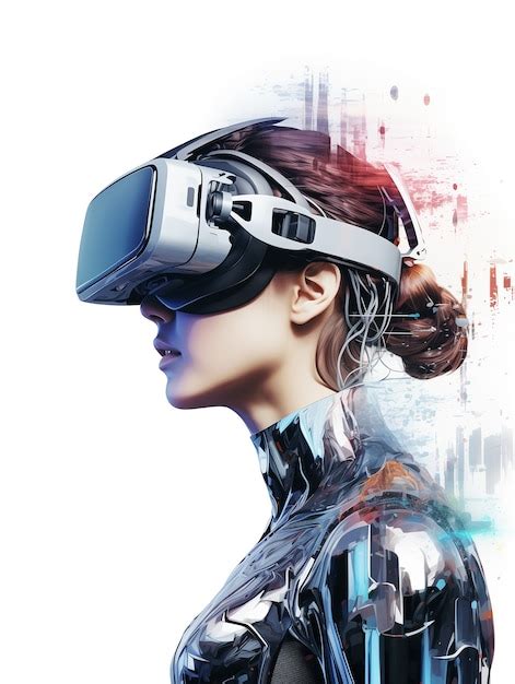 People Wearing Futuristic High Tech Virtual Reality Glasses Ai