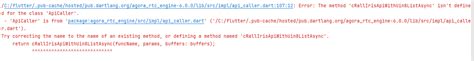 Error Using Agora Video Calling In Flutter Error The Method