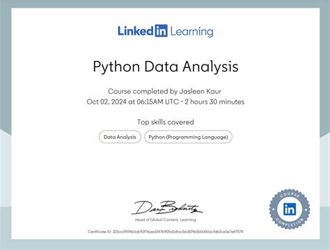 jasleen kaur on linkedin 🎉 just completed the python data analysis