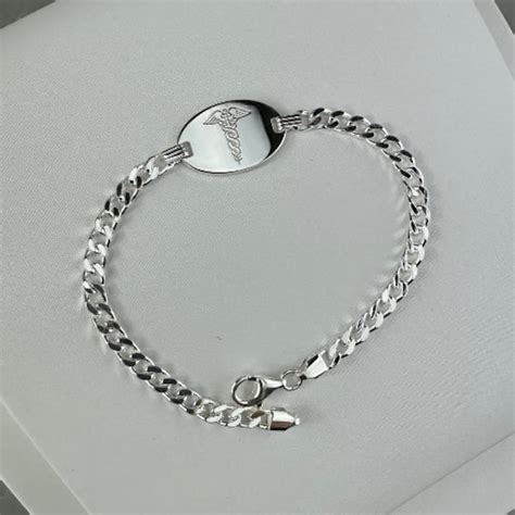 Sterling Silver Medical Alert Identity Id Bracelet 7 And 75 Length