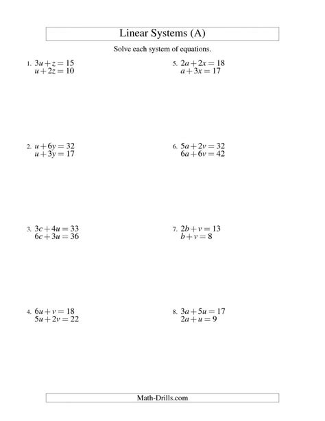 Solving One Variable Equations Worksheet Printable Pdf Template