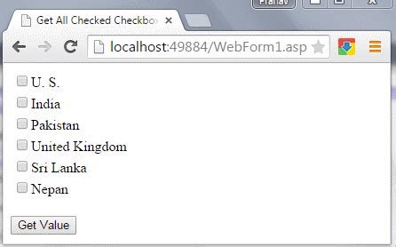 Get All Checked Checkbox Value Using JQuery In Asp Net CheckBoxList