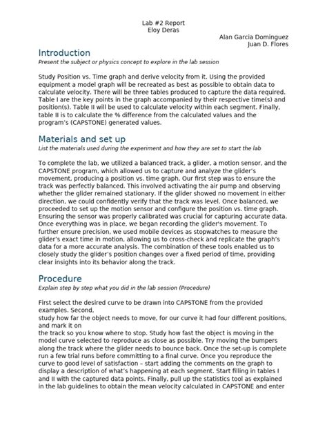 Lab Report 2 Pdf Velocity Data