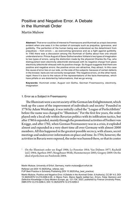 Pdf Positive And Negative Error A Debate In The Illuminati Order
