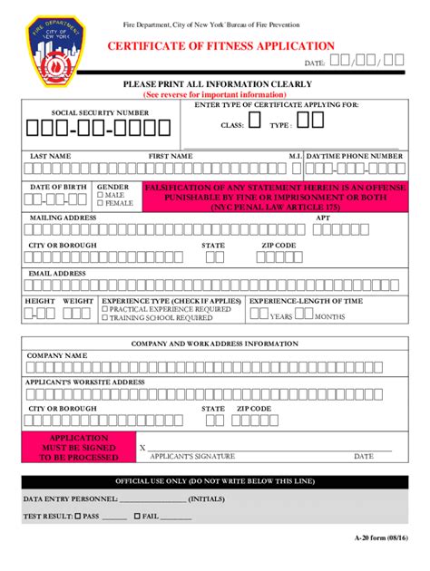 Fillable Online Certificate Of Fitness Application Form Fill Online