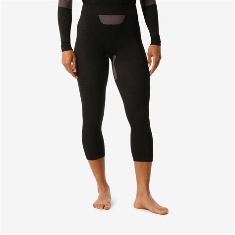 Womens Seamless Ski Base Layer Bottoms Bl 580 I Soft Smoked Black