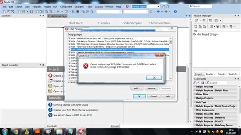 Erro Ao Abrir Delphi Pacote Acbrnfe Acbrnfe Projeto Acbr