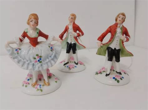 Vintage Porcelain German Bisque Miniature Waltzing Figures3marked