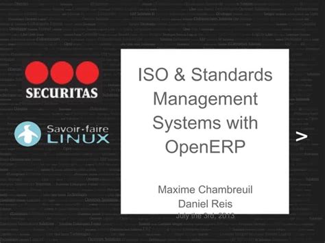 Iso And Other Standard Management Systems With Openerp Ppt