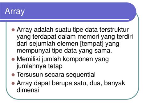 Struktur Data Array Yuniansyah Ppt Download
