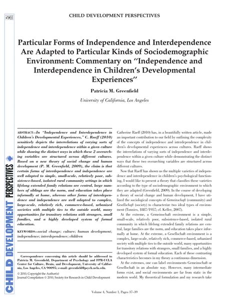 Pdf Particular Forms Of Independence And Interdependence Are Adapted To Particular Kinds Of