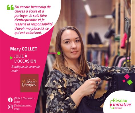 Focus Entrepreneure Mary Collet Jolie À Loccasion Initiative