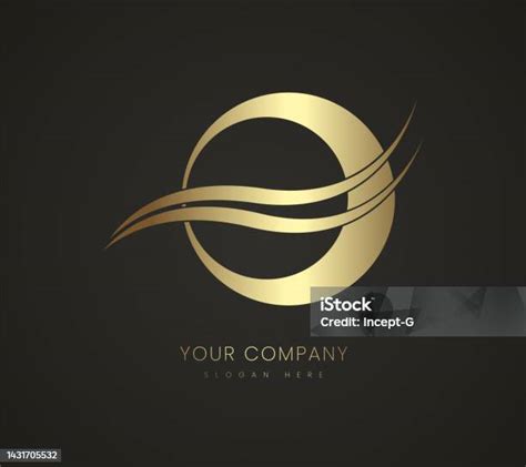 황금 원형 반지 로고 두 개의 부드러운 추상 곡선 디자인이 절반으로 이뤄졌으며 골드 스타일 로고 벡터 일러스트레이션으로 회사 및 Busines 상표 작성을위한 프리미엄 로고