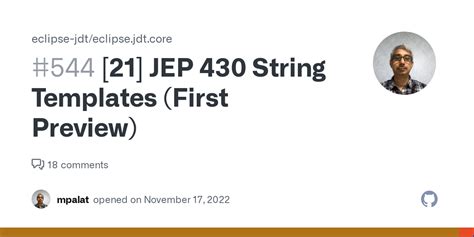 [21] jep 430 string templates first preview · issue 544 · eclipse