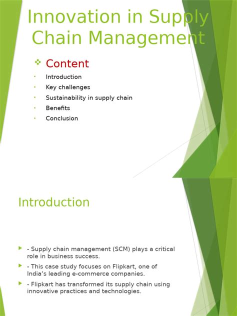 Innovation In Supply Chain Mgt Presentation Pdf Supply Chain