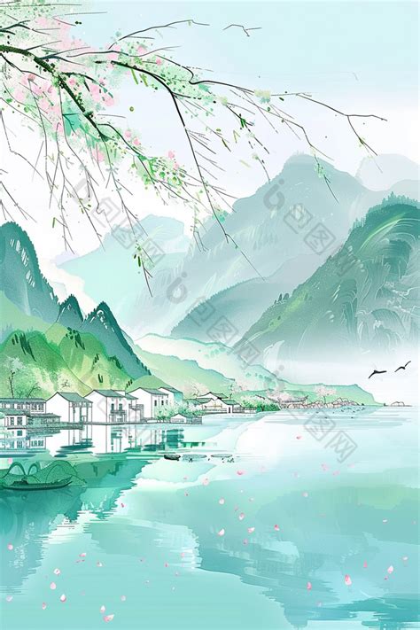 春天河岸山青水秀清明高清图片下载 包图网