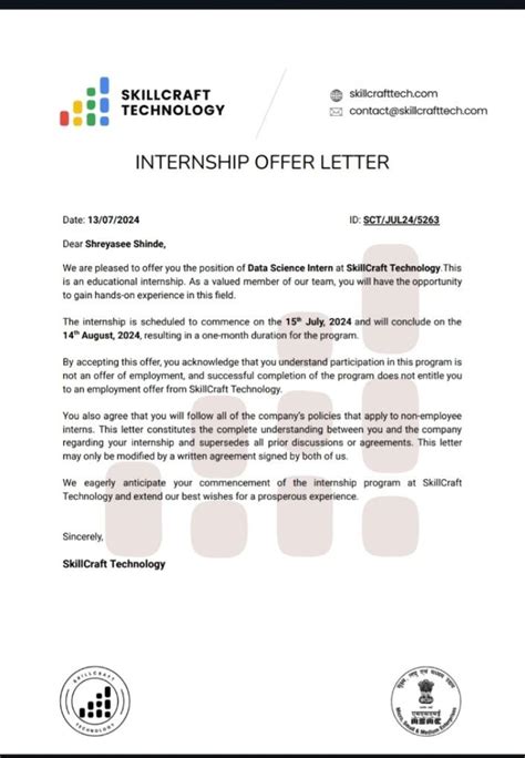 Shreyasee Shinde On Linkedin Datascience Internship