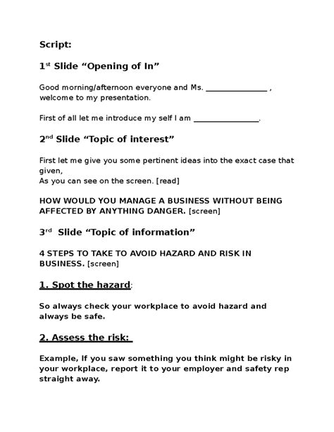 script 2 smart script 1 st slide “opening of in” good morning