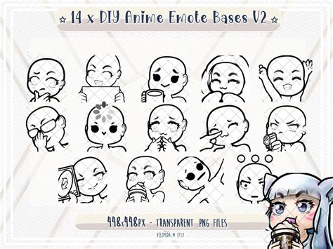 X DIY Emote Basis Animestyle Version Twitch Youtube Discord Emotes Kommerzielle