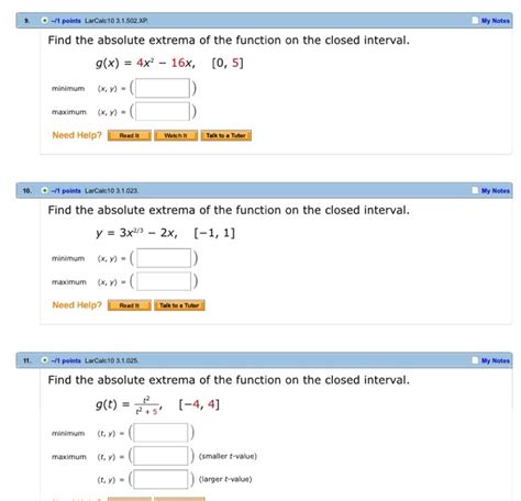 Solved Find The Absolute Extrema Of The Function On The