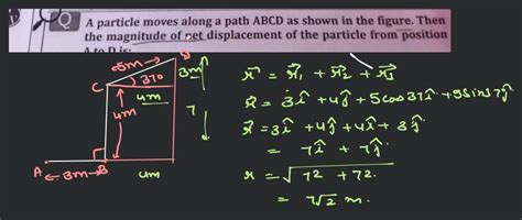Q A Particle Moves Along A Path A B C D As Shown In The Figure Then Th