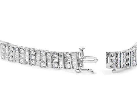 14k White Gold 600 Carat Alternating Round And Baguette Diamond Tennis