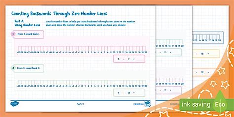 👉 Counting Backwards Through Zero Number Lines Ages 8 9