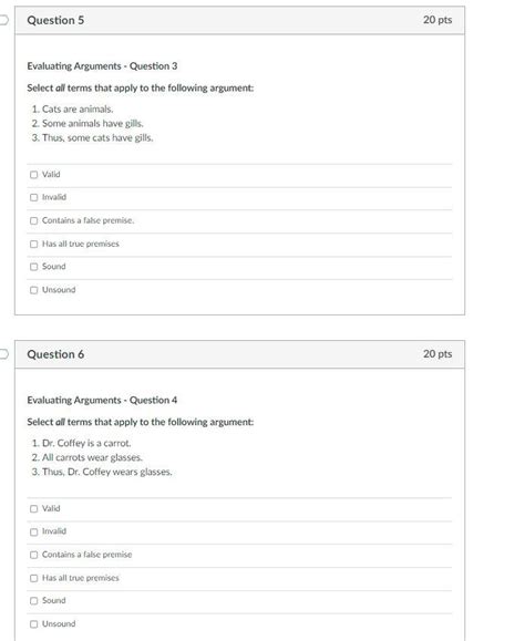 solved question 5 20 pts evaluating arguments question 3