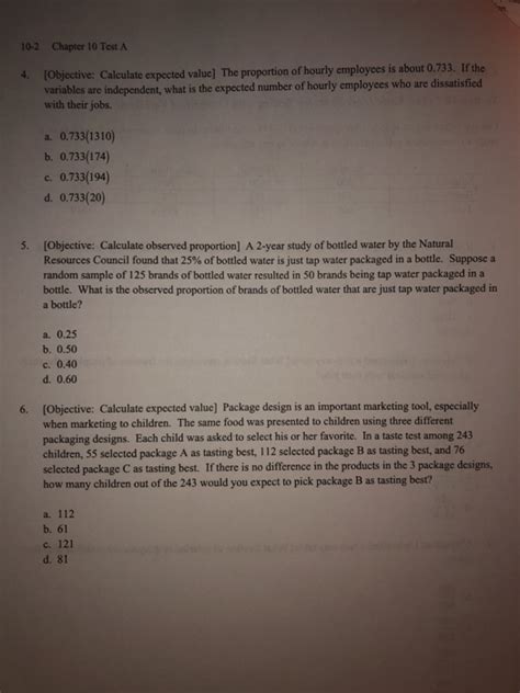 Solved Chapter Test A Objective Calculate Expected Chegg