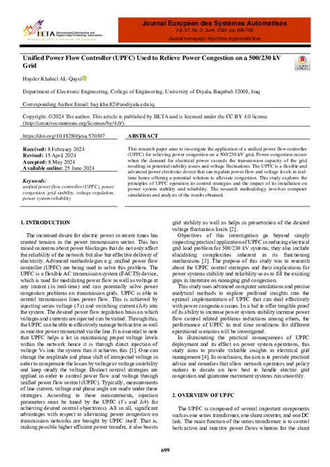 Pdf Unified Power Flow Controller Upfc Used To Relieve Power