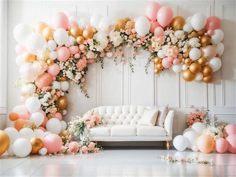 Springtime Whimsy Realistic Spring Floral Balloon Wall On White Floor