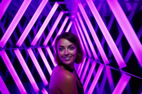 Fondo Instagrameable Pequeño Y Cuadrado Con Fondo Violeta Y Barras Led