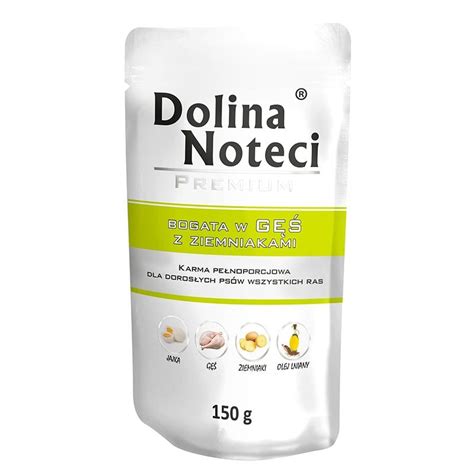 Mokra karma dla psa Dolina Noteci Premium bogata w gęś z ziemniakami