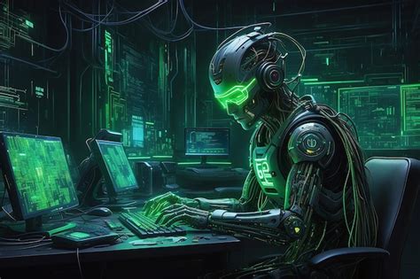 Premium Photo Chaotic Cybercrime Holographic Hacker In Hyperrealistic