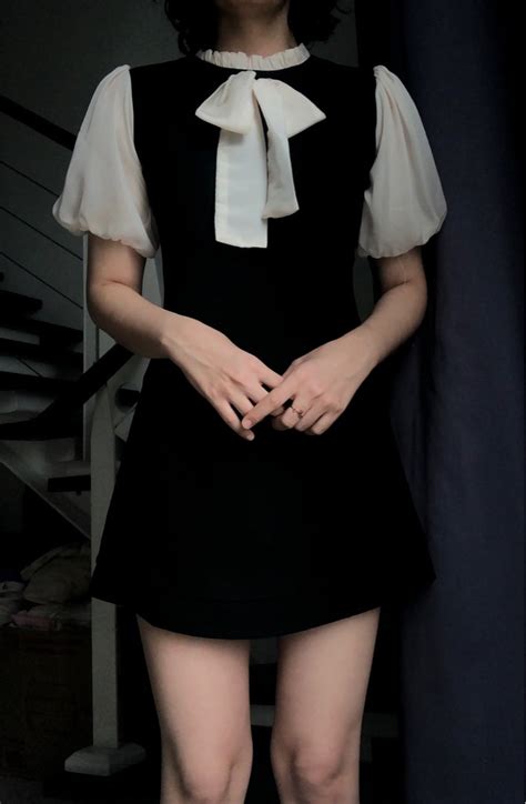 Minimalistic And Cute Black Mini Dress With Details Womens Fashion