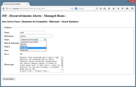 JSF SelectOneMenu SelectItems Hibernate Oracle Java