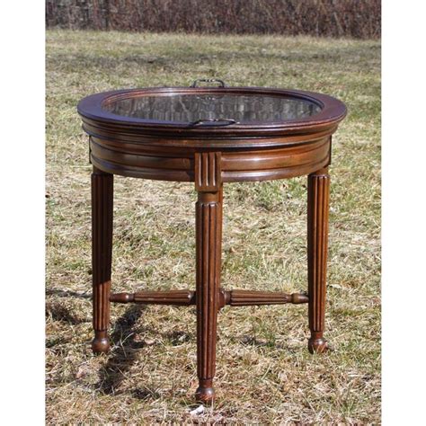 Vintage Federal Mahogany Oval Tea Table Butlers Coffee Table Glass