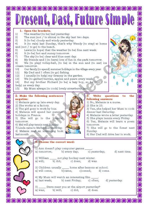Verb Tenses Simple Present Simple Past And Future Wil