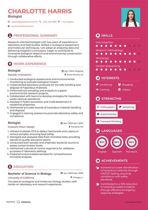 10 Biologist Resume Samples And Templates For 2025