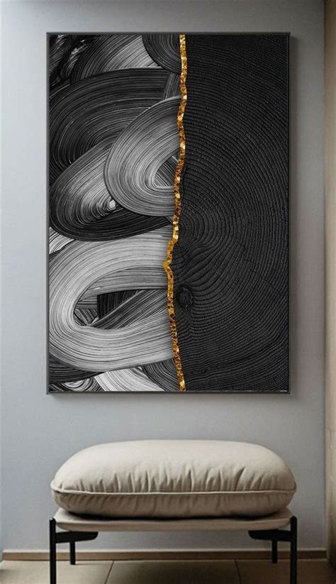 Large Black 3d Abstract Art Black Textured Wall Art Plaster Wall Art