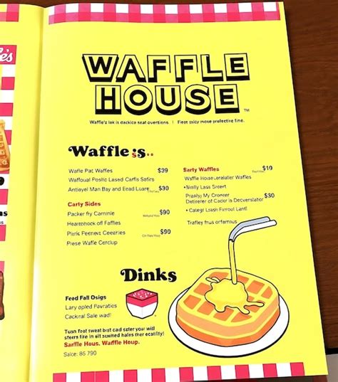 Waffle House Menu Featuring Bright Cheerful Colors And Retro Patt Menu