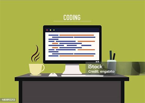 Proses Pengkodean Halaman Web Dan Pemrograman Di Desktop Ilustrasi Stok