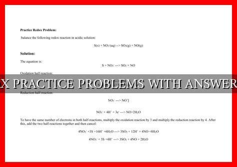 REDOX PRACTICE PROBLEMS WITH ANSWERS PDF Wadaef