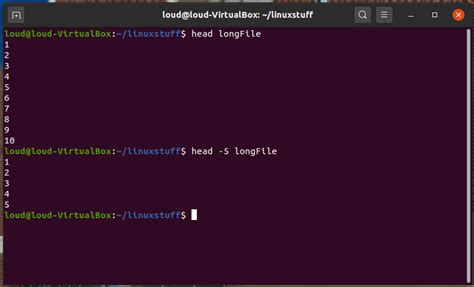 Linux Terminal Using The Head Command