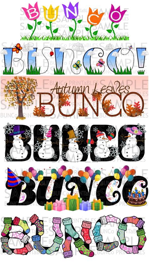 Assorted Bunco Set Combo Pack Bunco Printables